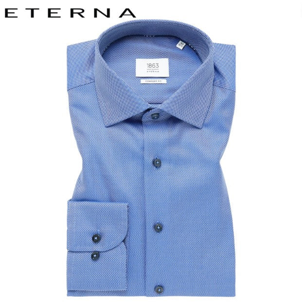 Eterna 1863 Blue Stitch Detail Shirt Blue – Kingsize Ireland